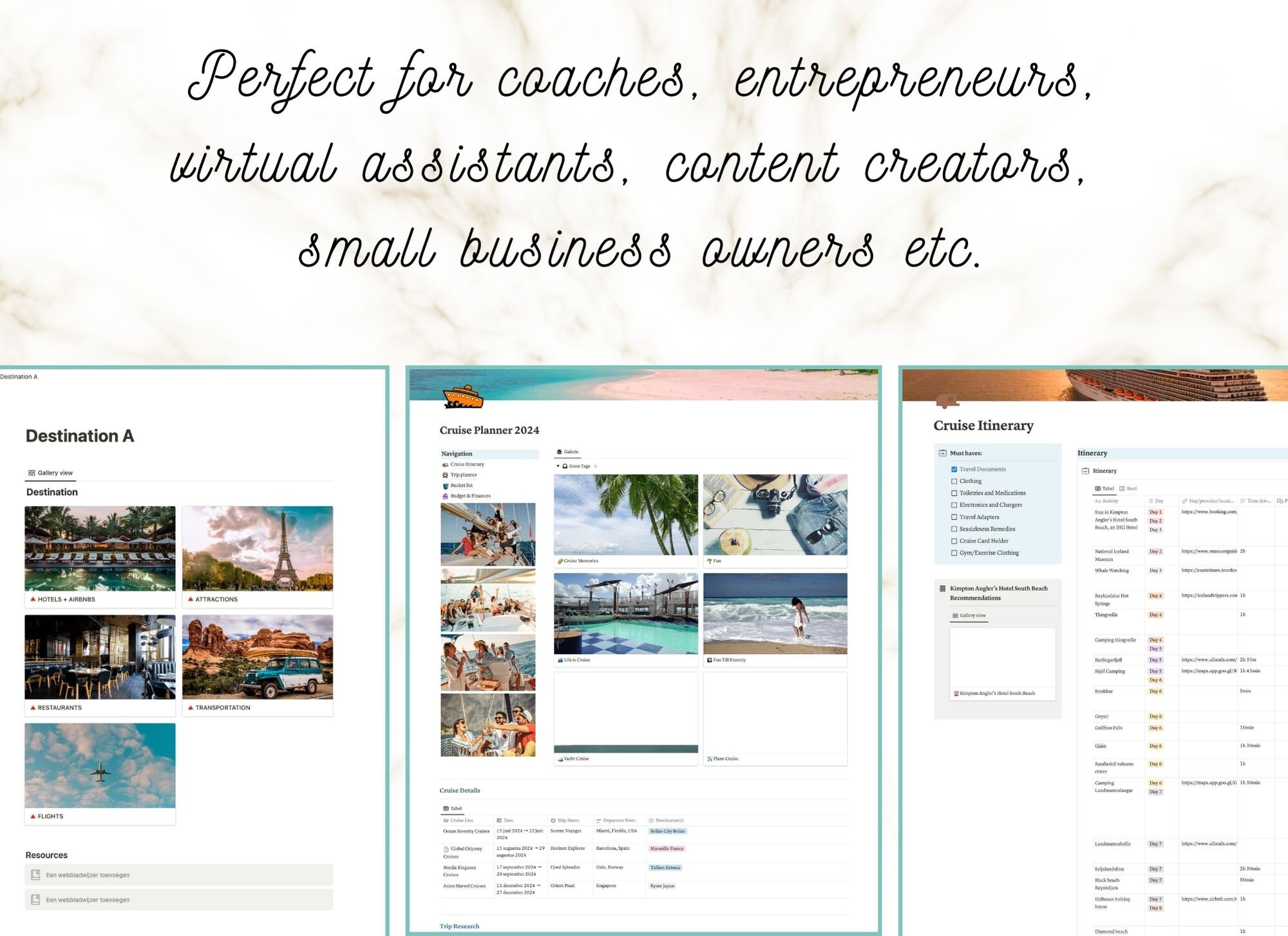 Cruise Planner Notion Template, Destination Planner, Travel Itinerary, Packing List, Holiday ...