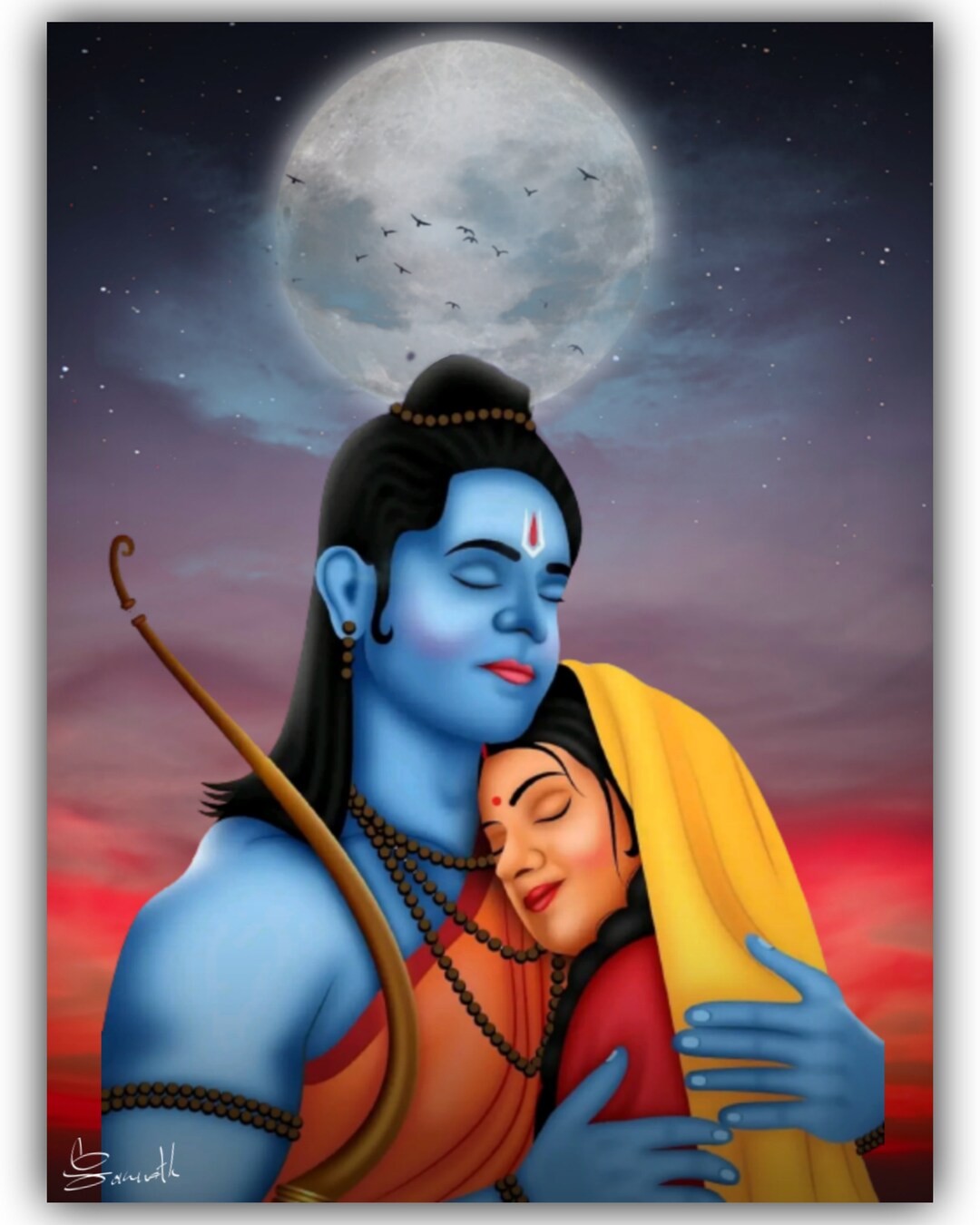 Digital Sitaram Illustration Wall Hanging Digital Prints - Etsy