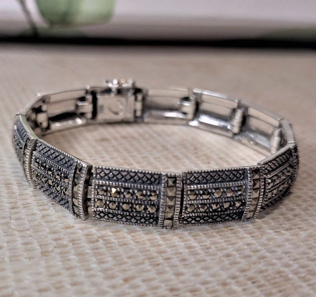 My S Collection 925 Sterling Silver & Marcasite Bracelet - Etsy