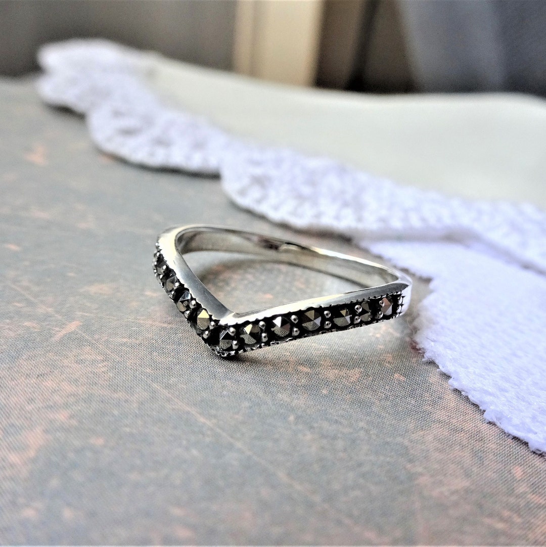 My S Collection 925 Sterling Silver Marcasite Contemporary Pointy RING ...