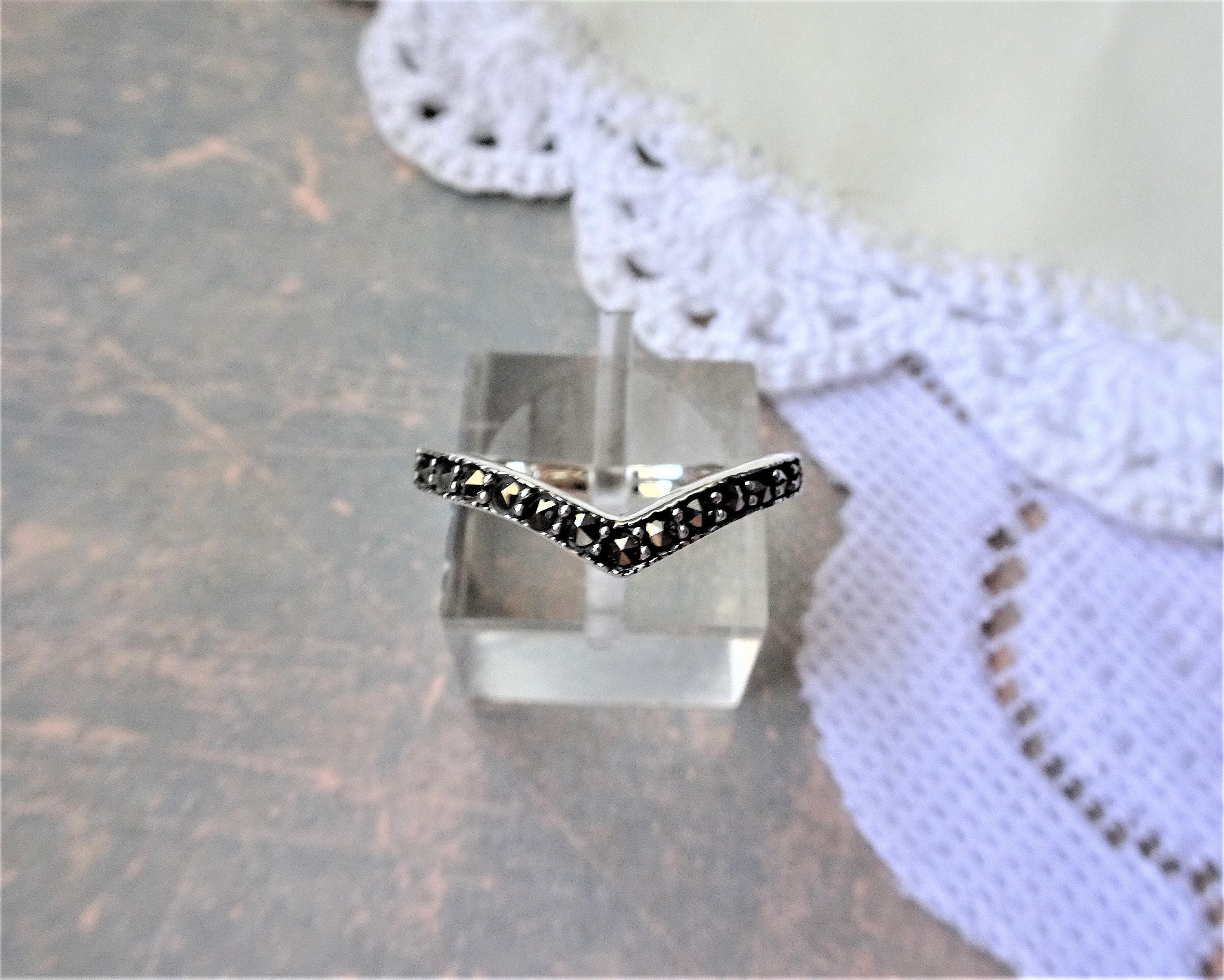 My S Collection 925 Sterling Silver Marcasite Contemporary Pointy RING ...