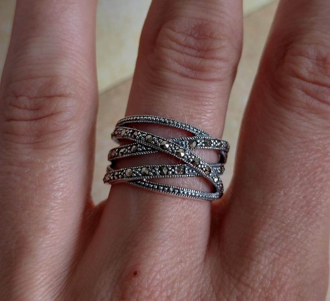 My S Collection 925 Sterling Silver Marcasite RING - Etsy