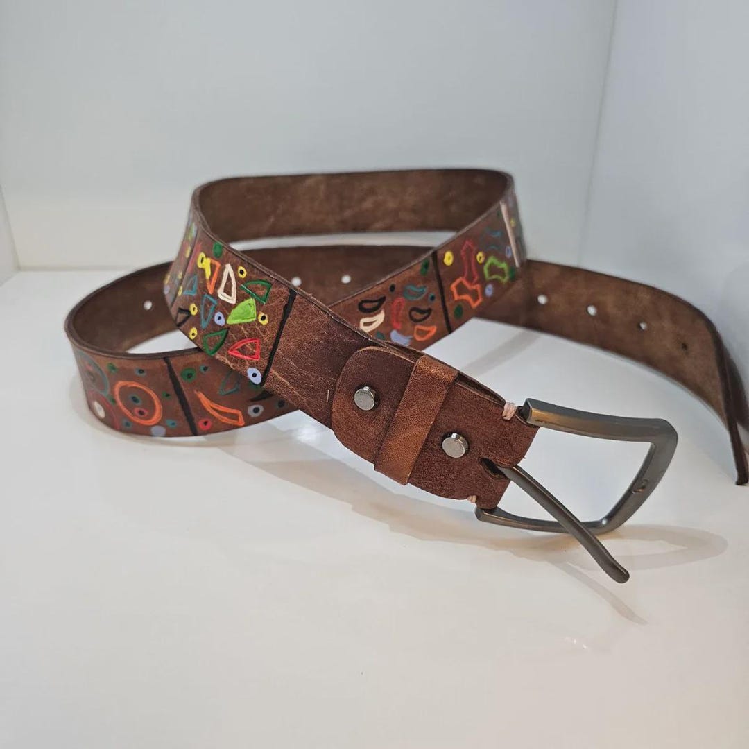 Handcrafted Boho Moroccan Leather Belt ,full-grain, Floral Tooled ...