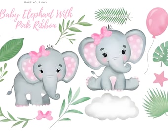 Princess Elephant Silver Pink Crown, Royal Baby Girl Elephant Image ...