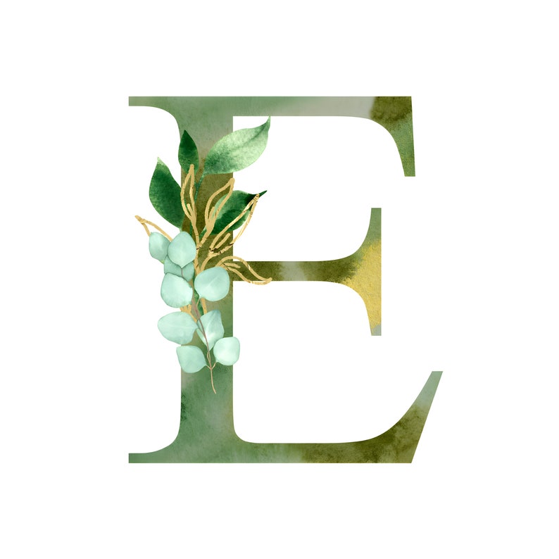 Watercolour Greenery Alphabet Clipart - Etsy