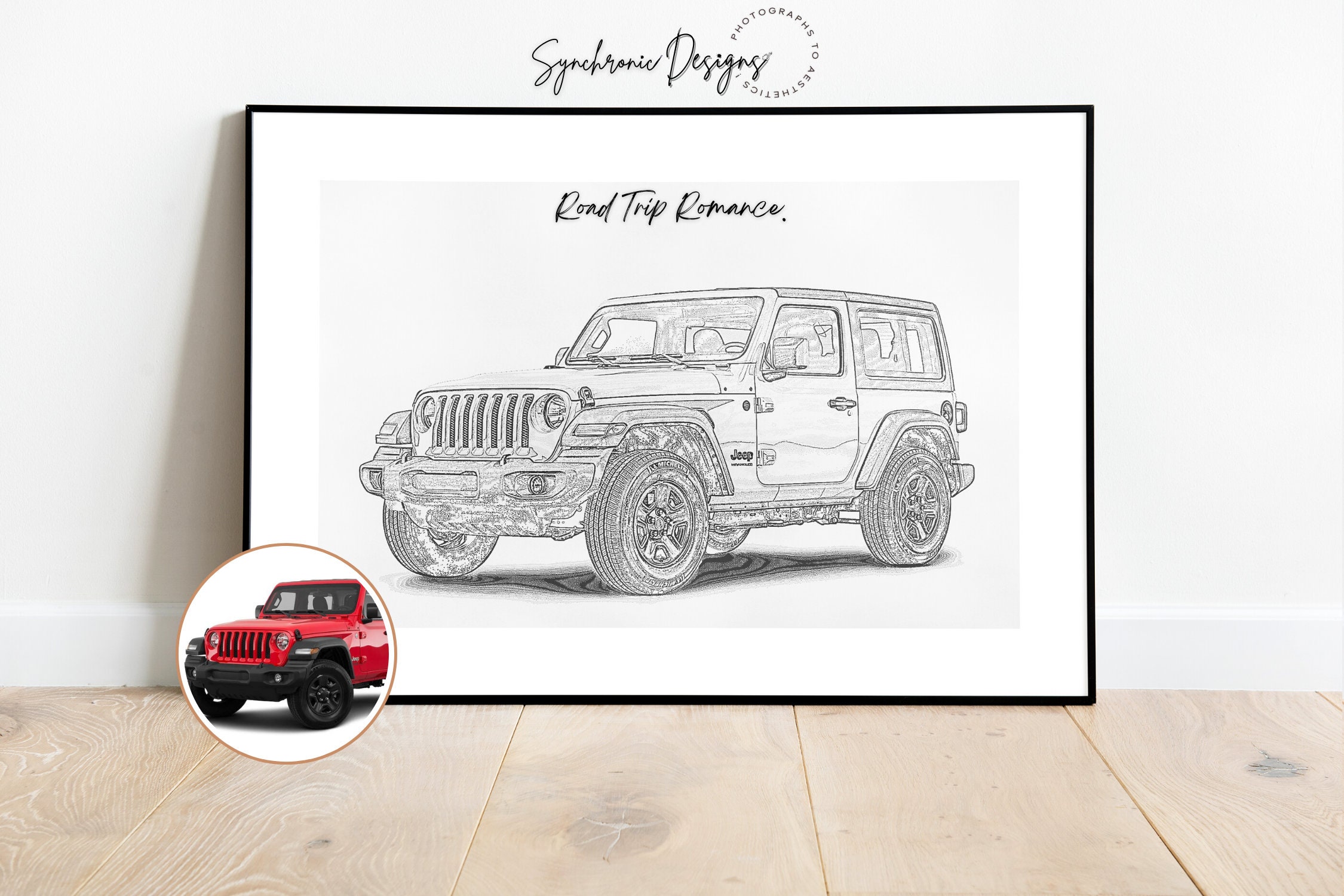 Custom Car With Owner Sketch, Personalized Pencil Line Art Sketch of ...