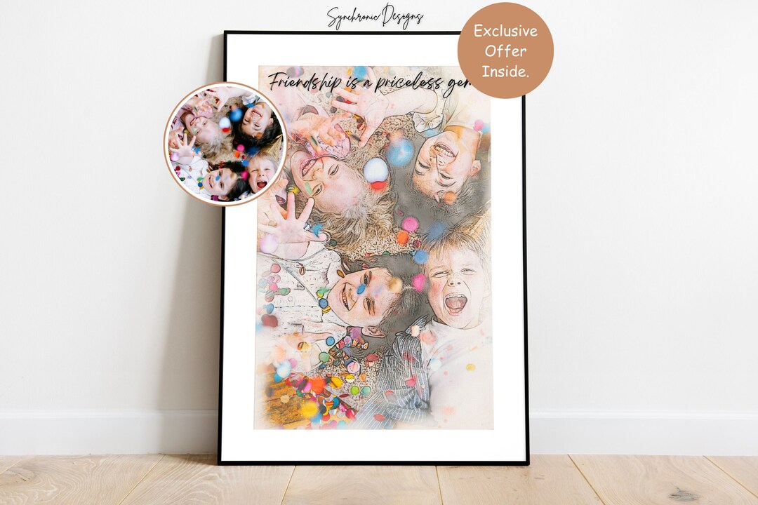 Best Friends Watercolor Portrait Kids Portrait Custom - Etsy