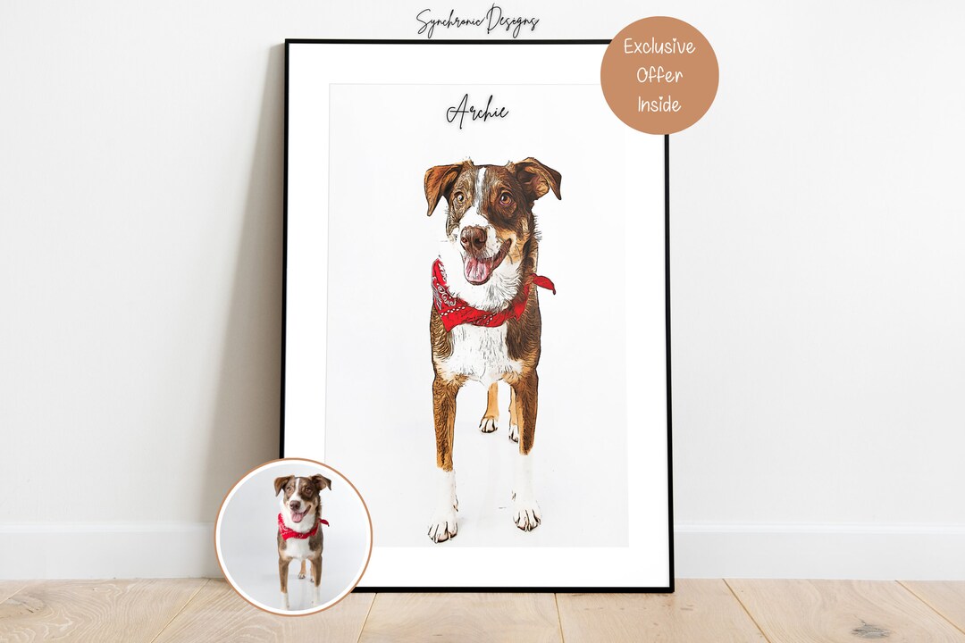 Customized Dog Portrait, Custom Dog Portrait From Photo, Custom Dog ...