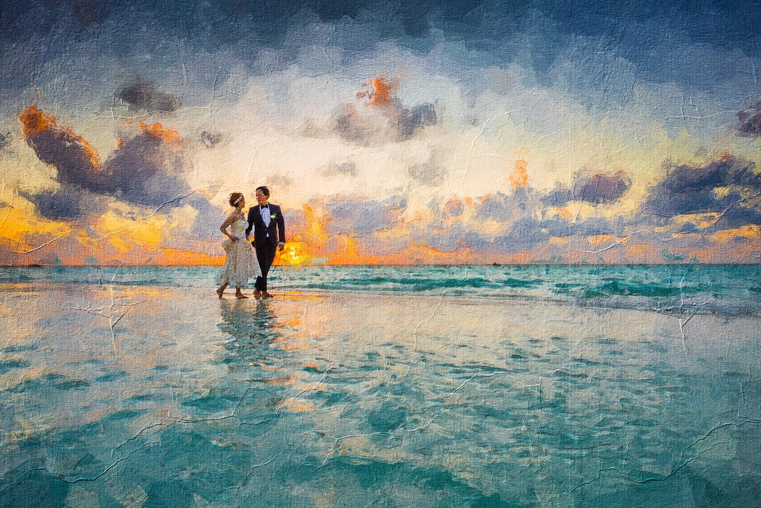 Custom Wedding Couple Oil Portrait, Wedding Oil Painting From Photo ...