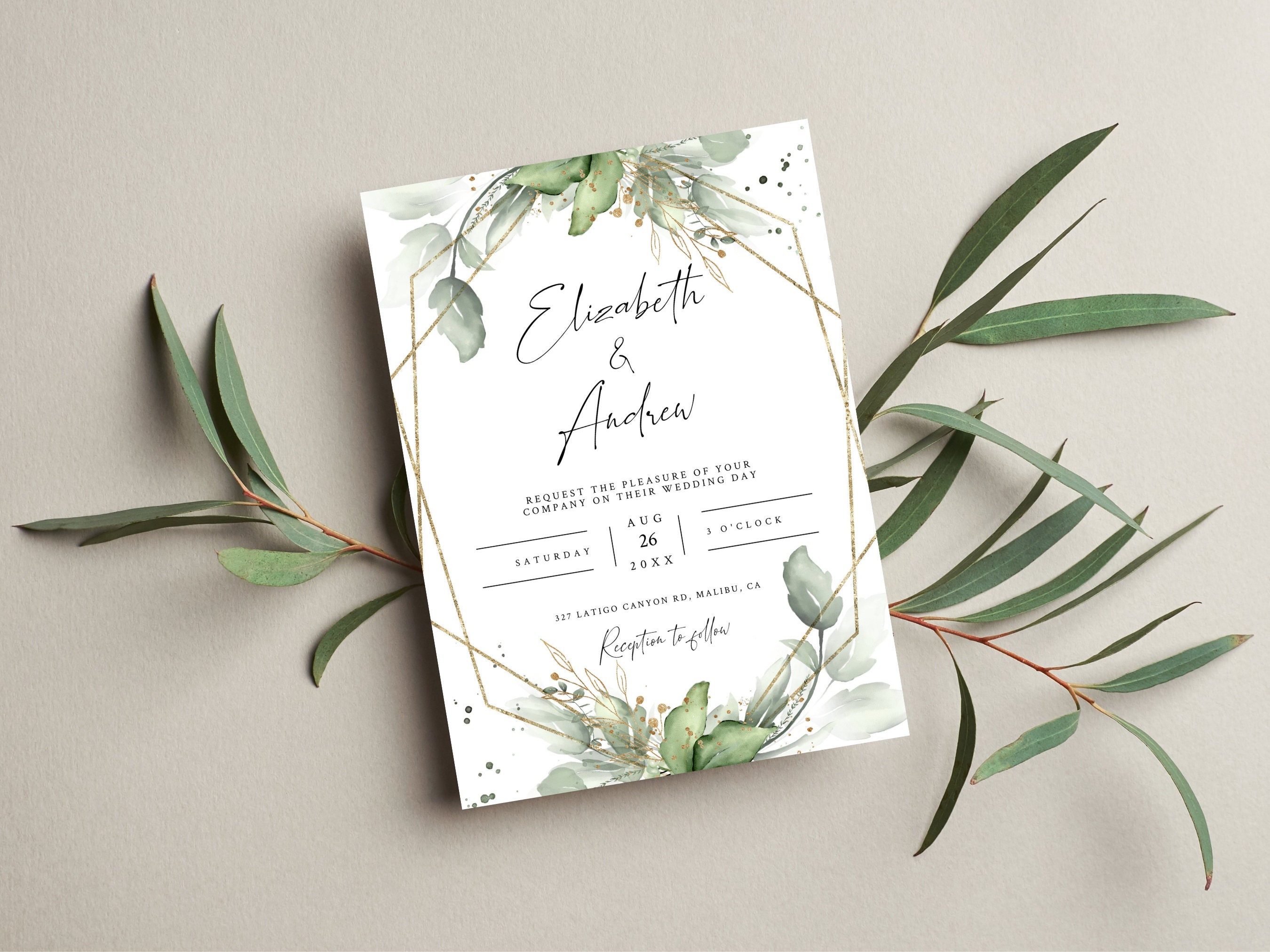 EVERGREEN Wedding Invitation Template Bundle Editable and - Etsy