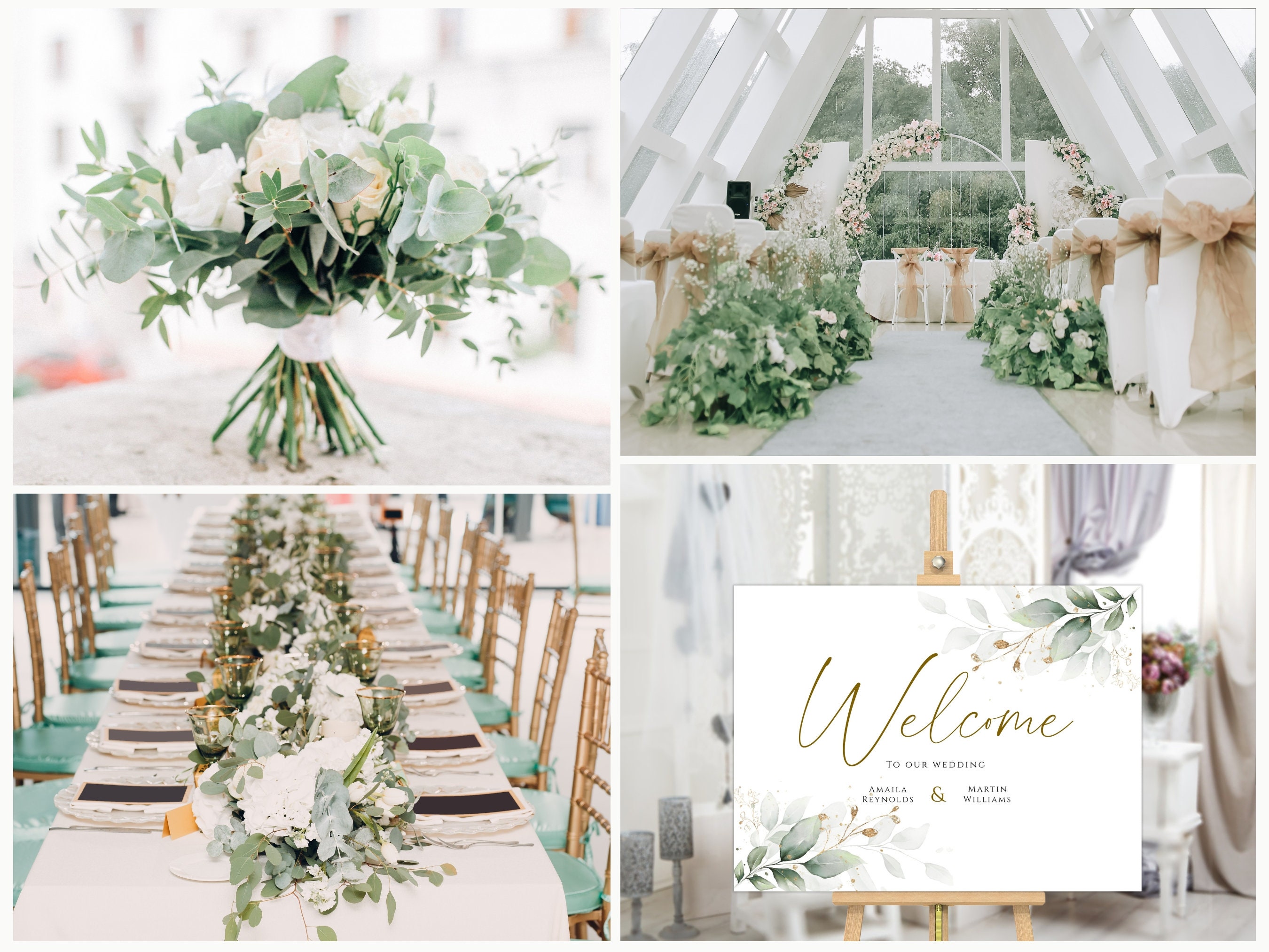 Greenery Wedding Welcome Sign Template: Editable DIY Poster - Etsy