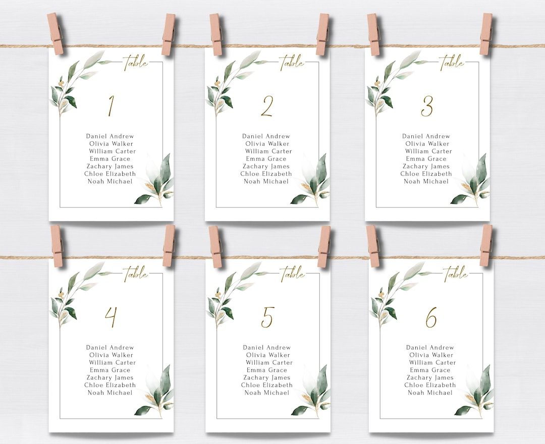 EVERGREEN Seating Chart Template, Greenery Wedding Seating Chart Sign ...