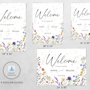 Wildflowers Wedding Welcome Sign Template: Editable DIY Poster (instant ...