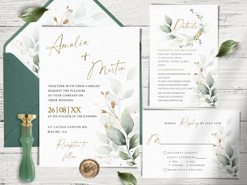 Wedding Invitation MEGA Bundle Template, Greenery Wedding Invites Mega ...