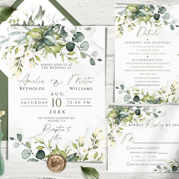 Moss Wedding Invitation - Etsy