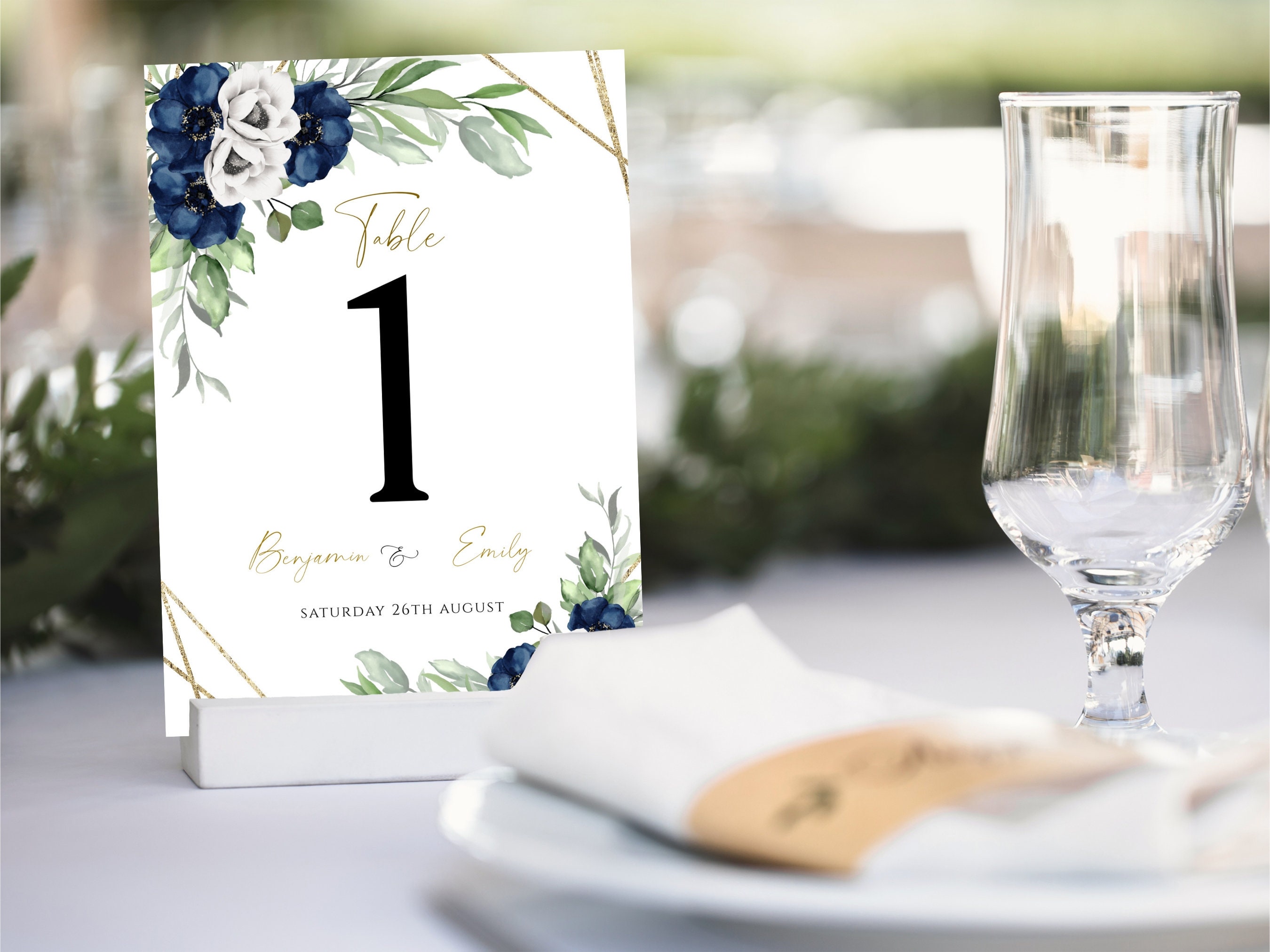 SERAPHIC Table Numbers Template, Reception Table Number, Blue Navy ...