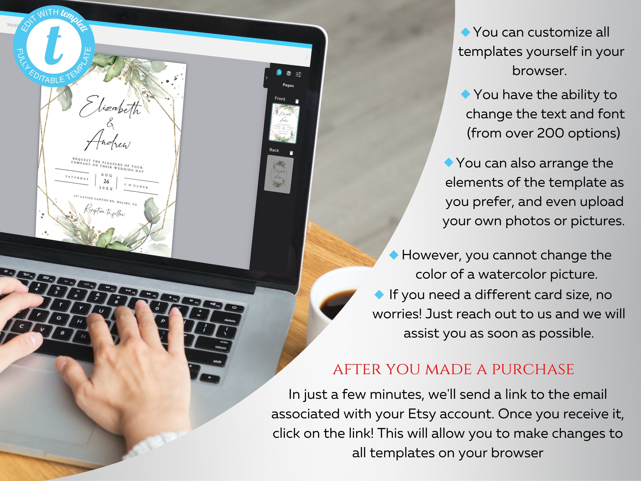 EVERGREEN Wedding Invitation Template Bundle Editable and - Etsy