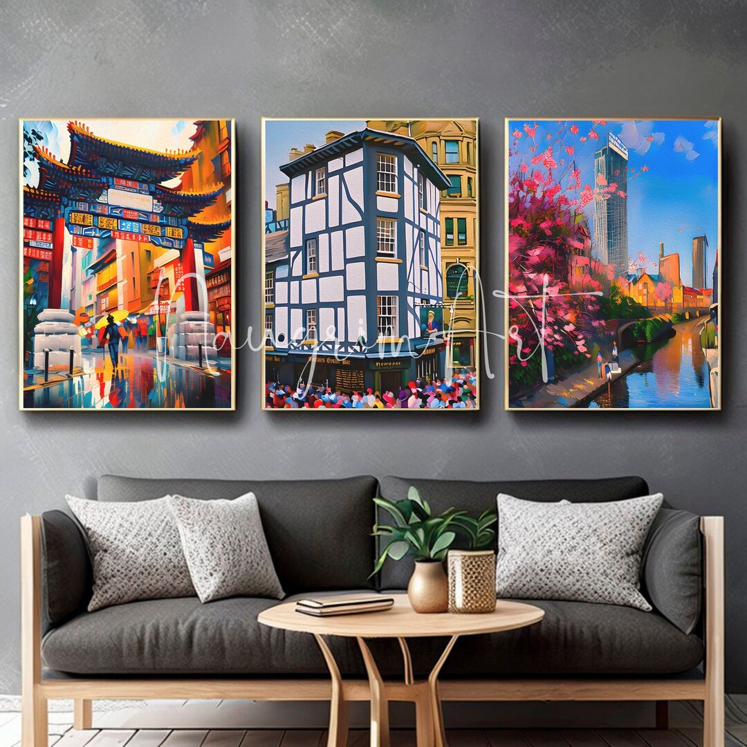 Manchester Poster Gift Print | Set of Three Iconic Manchester Places ...