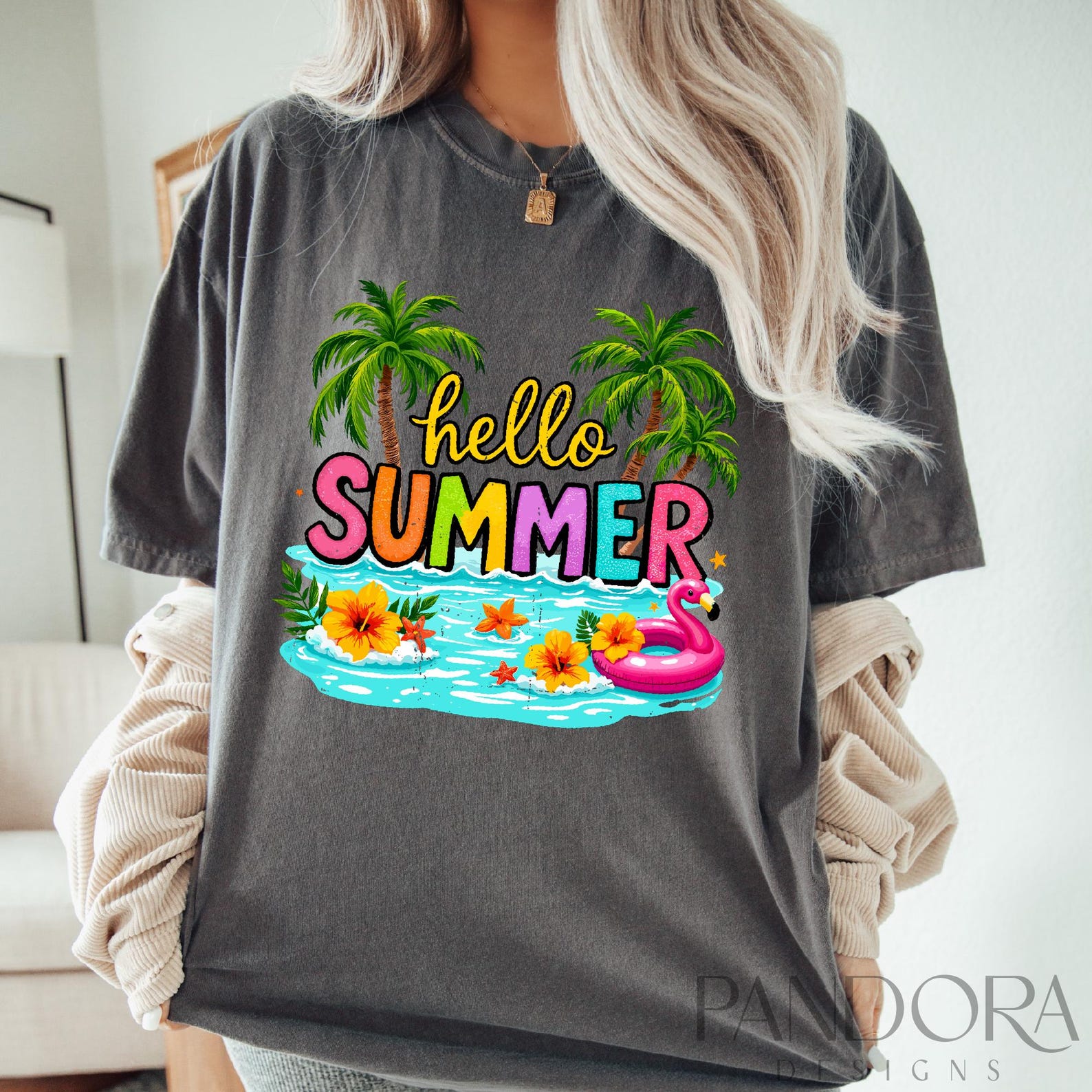 Hello Summer Png, Tropical Png, Summer Flamingo Png, Palm Tree Png ...