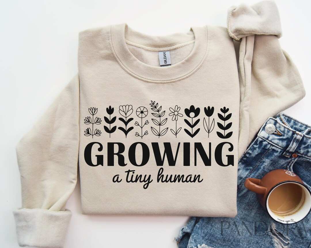 Growing A Tiny Human Svg Png, Pregnancy Announcement Svg, Floral Svg ...