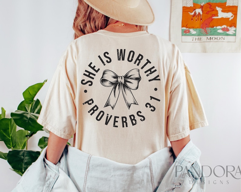 She is Worthy Bow Svg Png, Christian Bow Svg, Bible Verse Svg, Girly ...