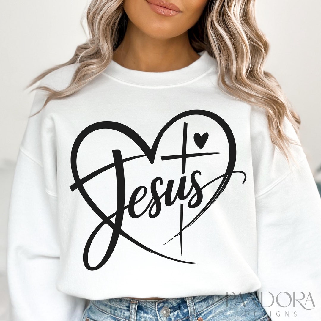 Jesus Svg Png, Heart Cross Svg, Christian Svg, Heart With Cross Svg ...
