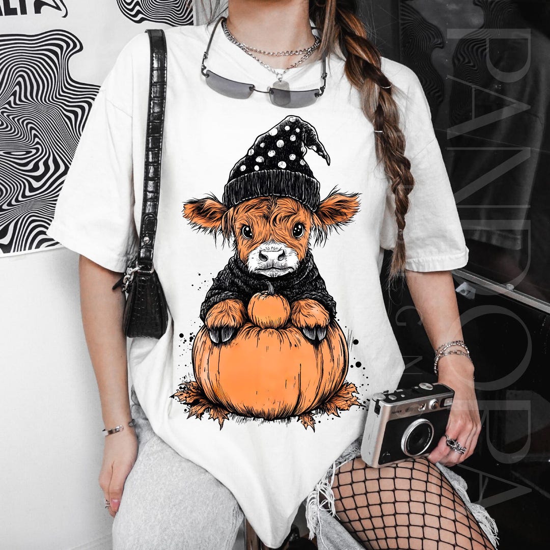 Halloween Cow Png, Cute Calf Png, Halloween Highland Cow Png, Pumpkin ...