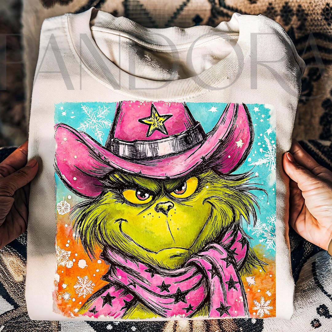 Cowgirl Christmas Grinch Png, Western Pink Green Holiday Sublimation ...