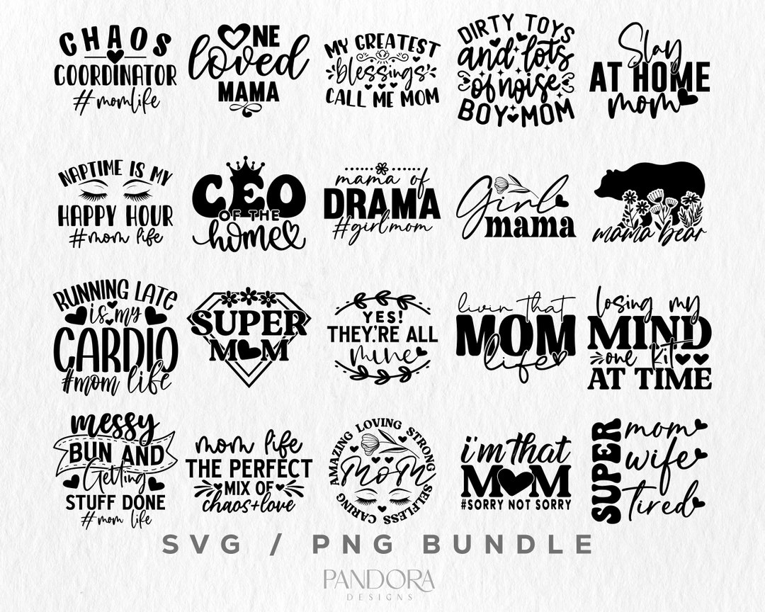 Mom Svg Bundle Mothers Day Svg Png Bundle Mom Quotes Svg Pack Super