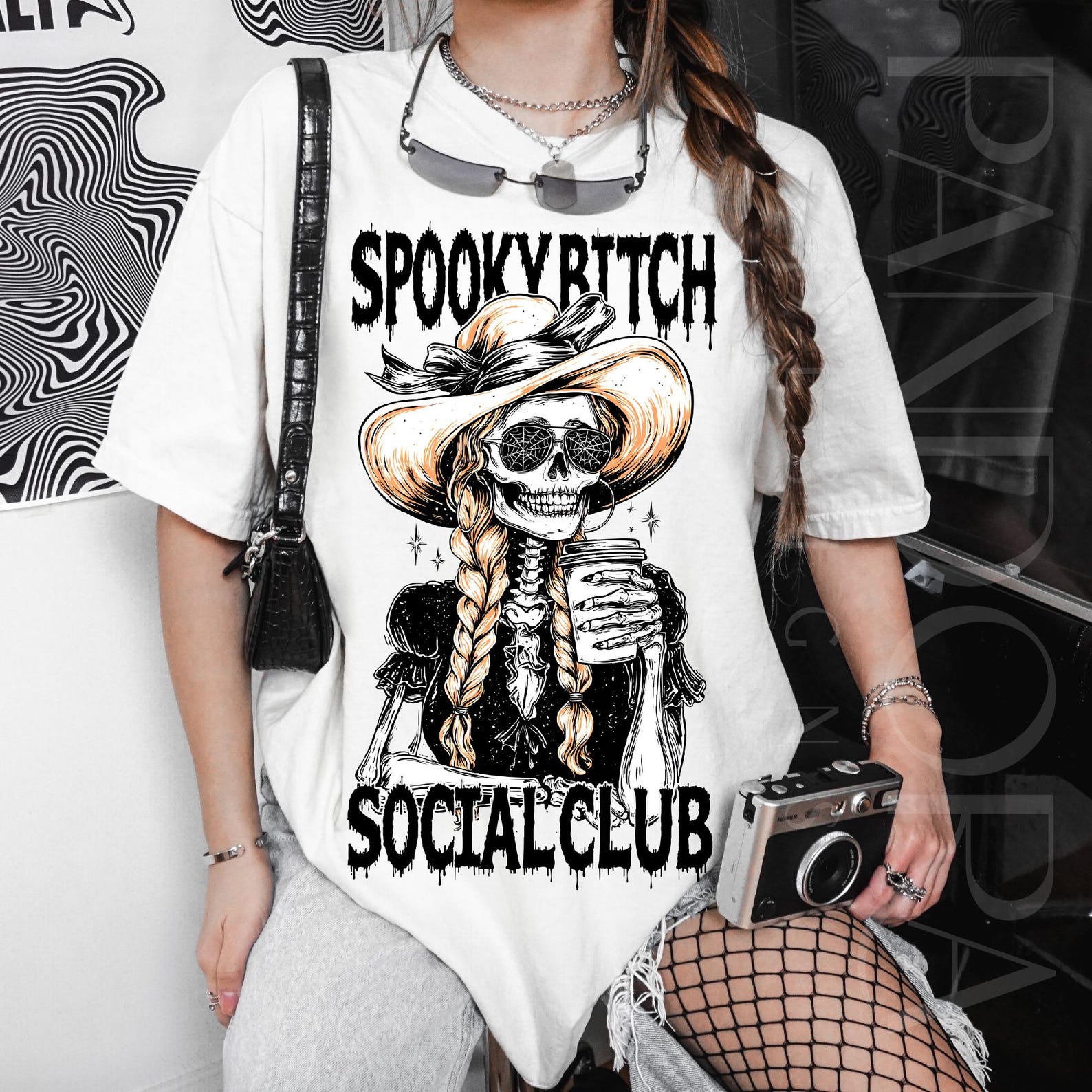 Spooky Girl Social Club Png, Skeleton Coffee Png, Goth Girl Png ...