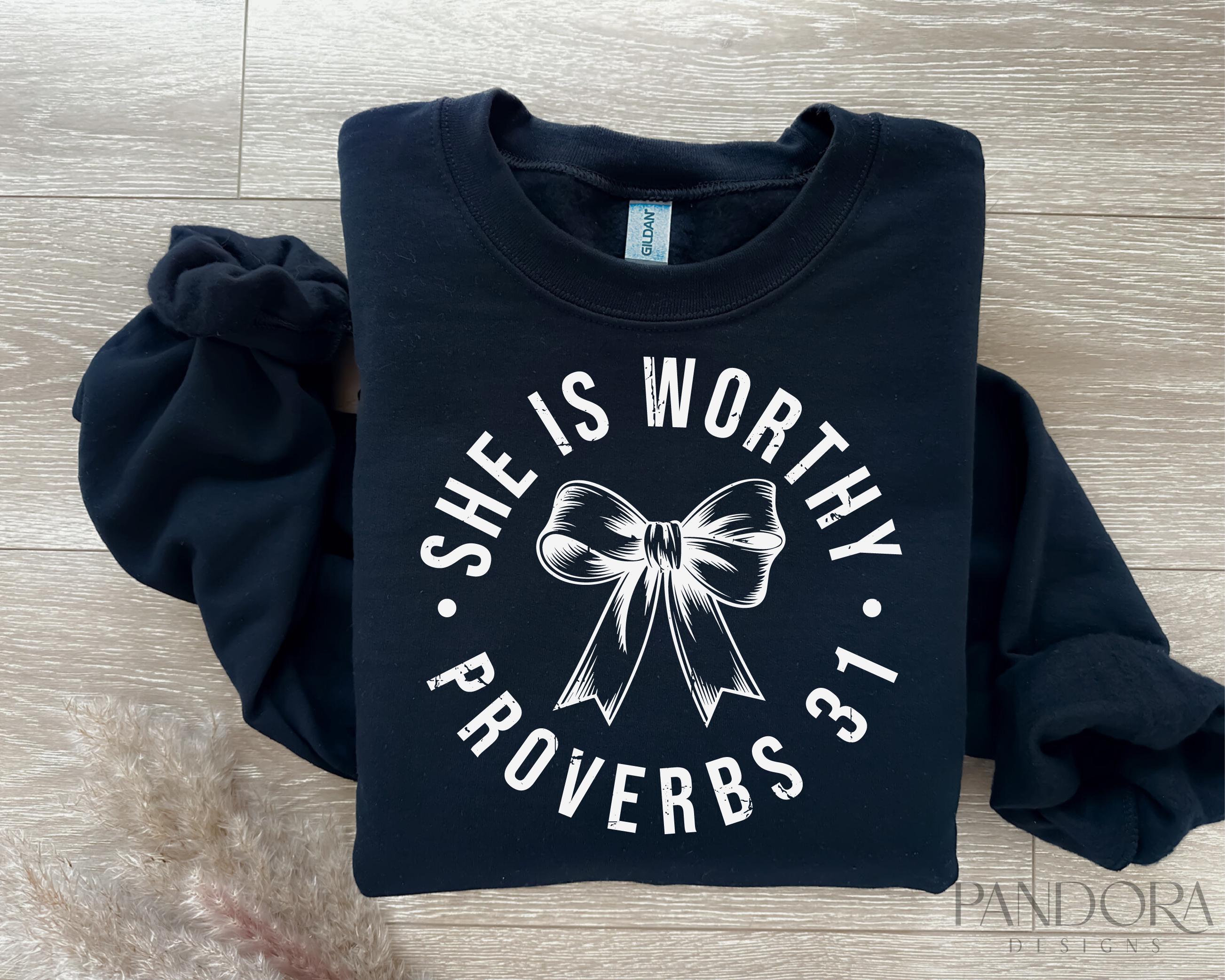 She is Worthy Bow Svg Png, Christian Bow Svg, Bible Verse Svg, Girly ...