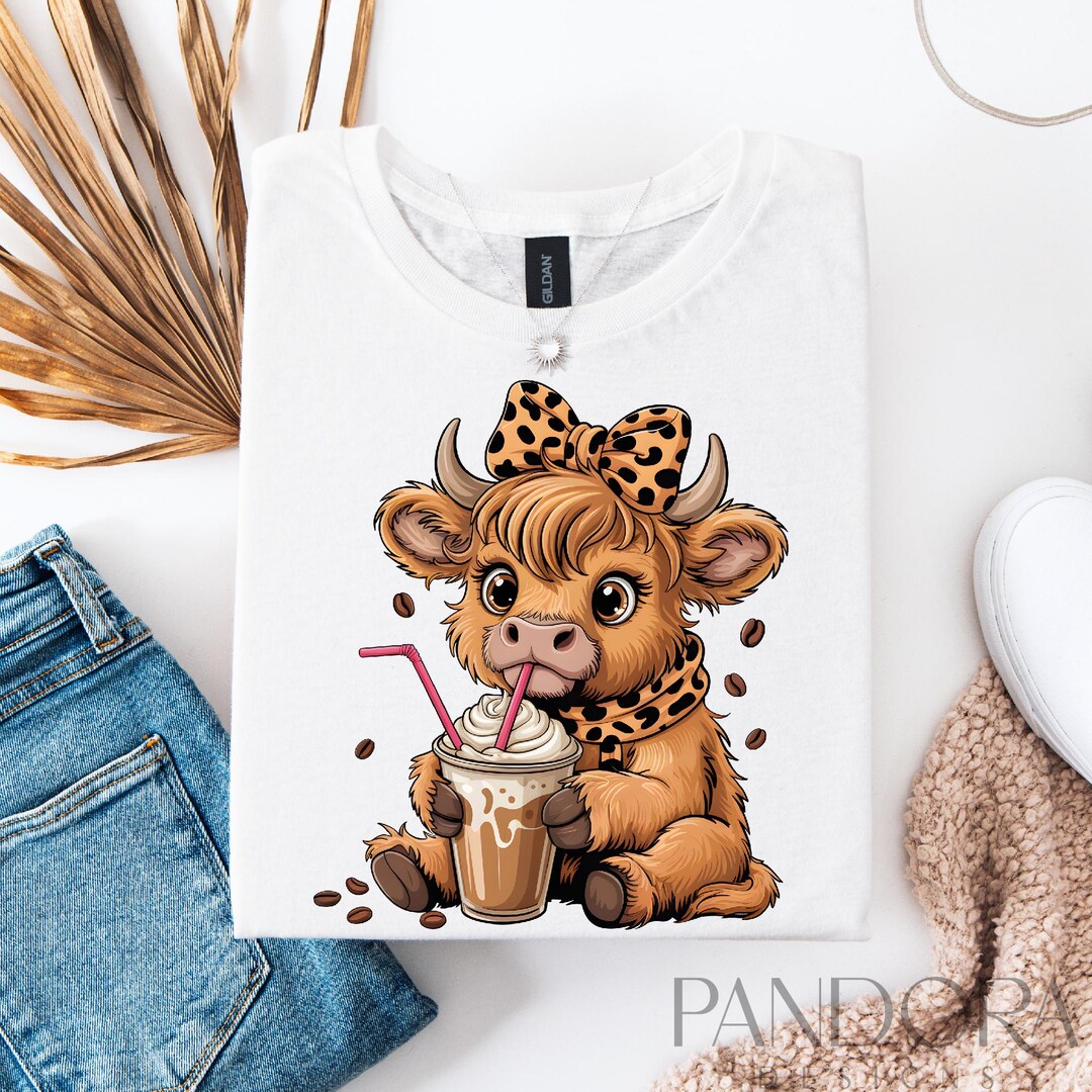 Coffee Addict Highland Cow Png, Highland Cow Png, Cute Cow Sublimation ...