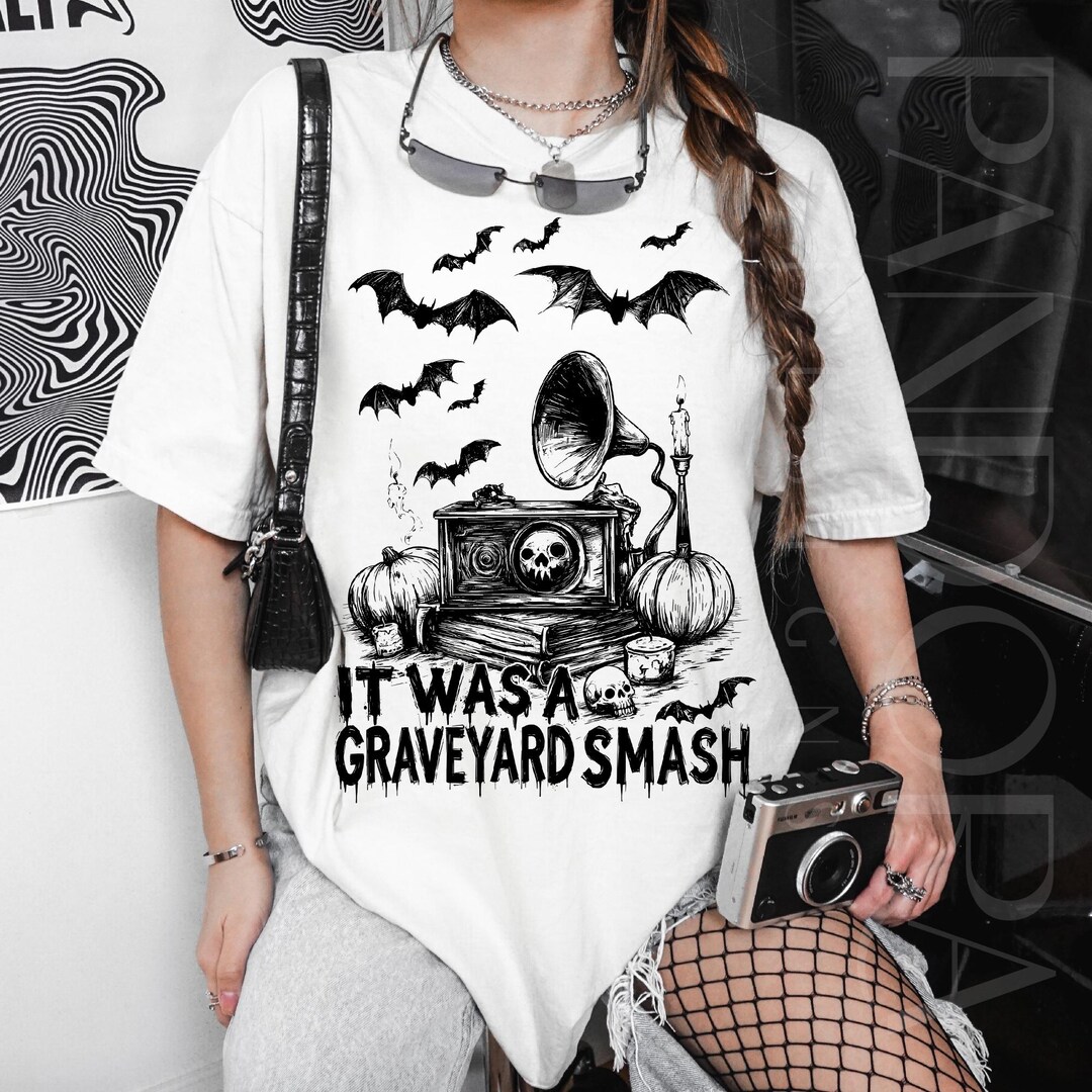 Graveyard Smash Png, Monster Mash Png, Retro Halloween Png, Flying Bats ...