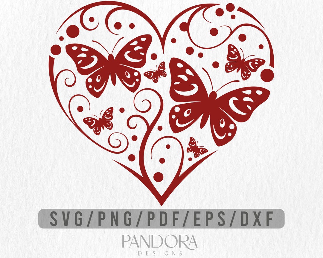 Butterfly Heart Svg Png, Valentine Svg, Heart and Butterfly Svg ...