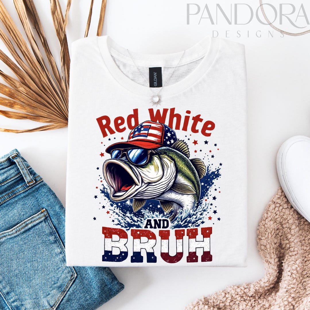Red White Bruh Png, Patriotic Fishing Png, Bass Fish Png, Red White ...