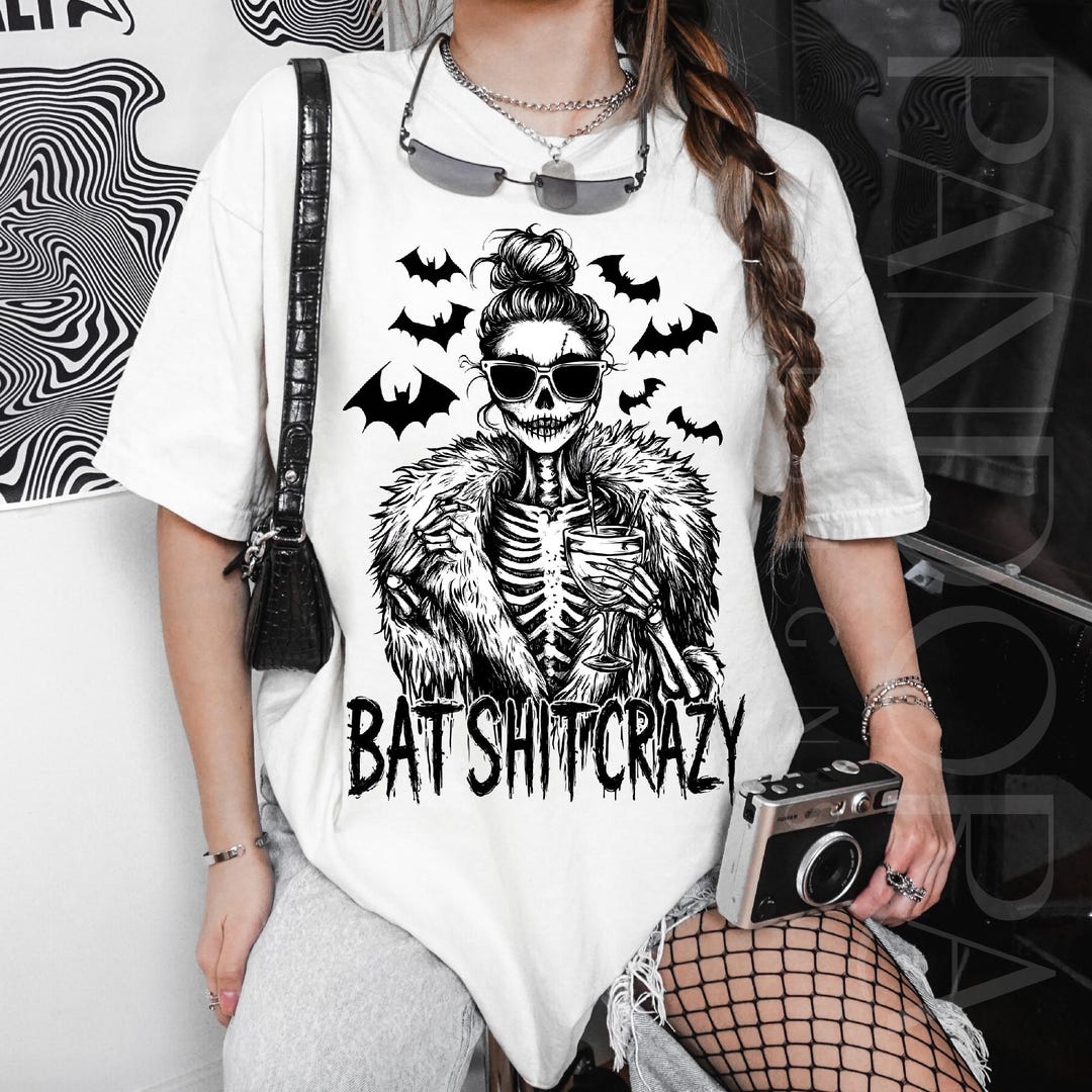 Bat Shit Crazy Png, Funny Skeleton Png, Funny Halloween Png, Gothic ...