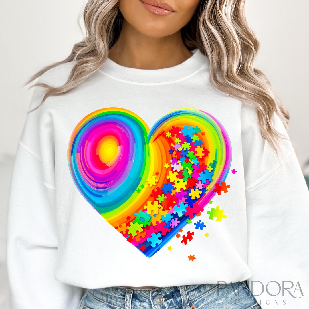 Autism Heart Png, Rainbow Heart Png, Autism Awareness Png, Autism Love ...