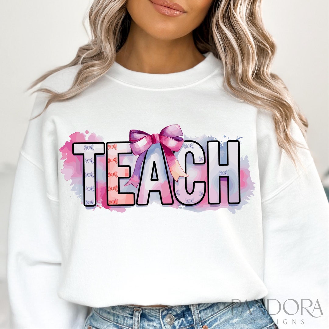 Coquette Teach Png, Teacher Life Png, Teacher Gift Png, Watercolor ...