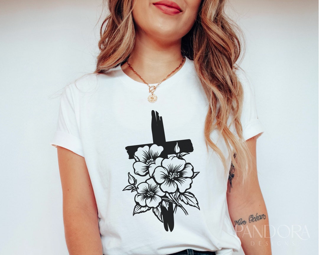 Cross Svg Png, Cross With Flowers Svg, Floral Christian Symbol Design ...