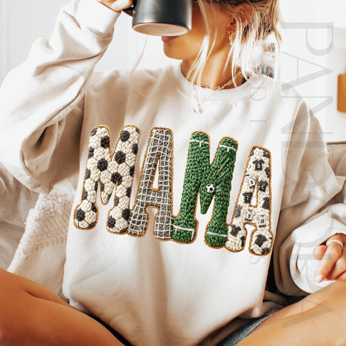 Yarn Soccer Mama Png, Yarn Letter Sports Mom Design, Patchwork Soccer ...