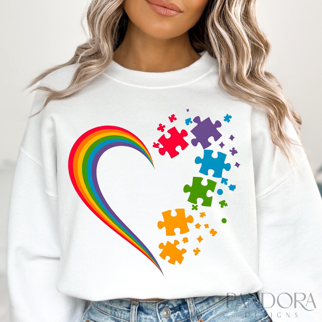 Autism Heart Png, Rainbow Heart Png, Autism Awareness Png, Autism Love ...