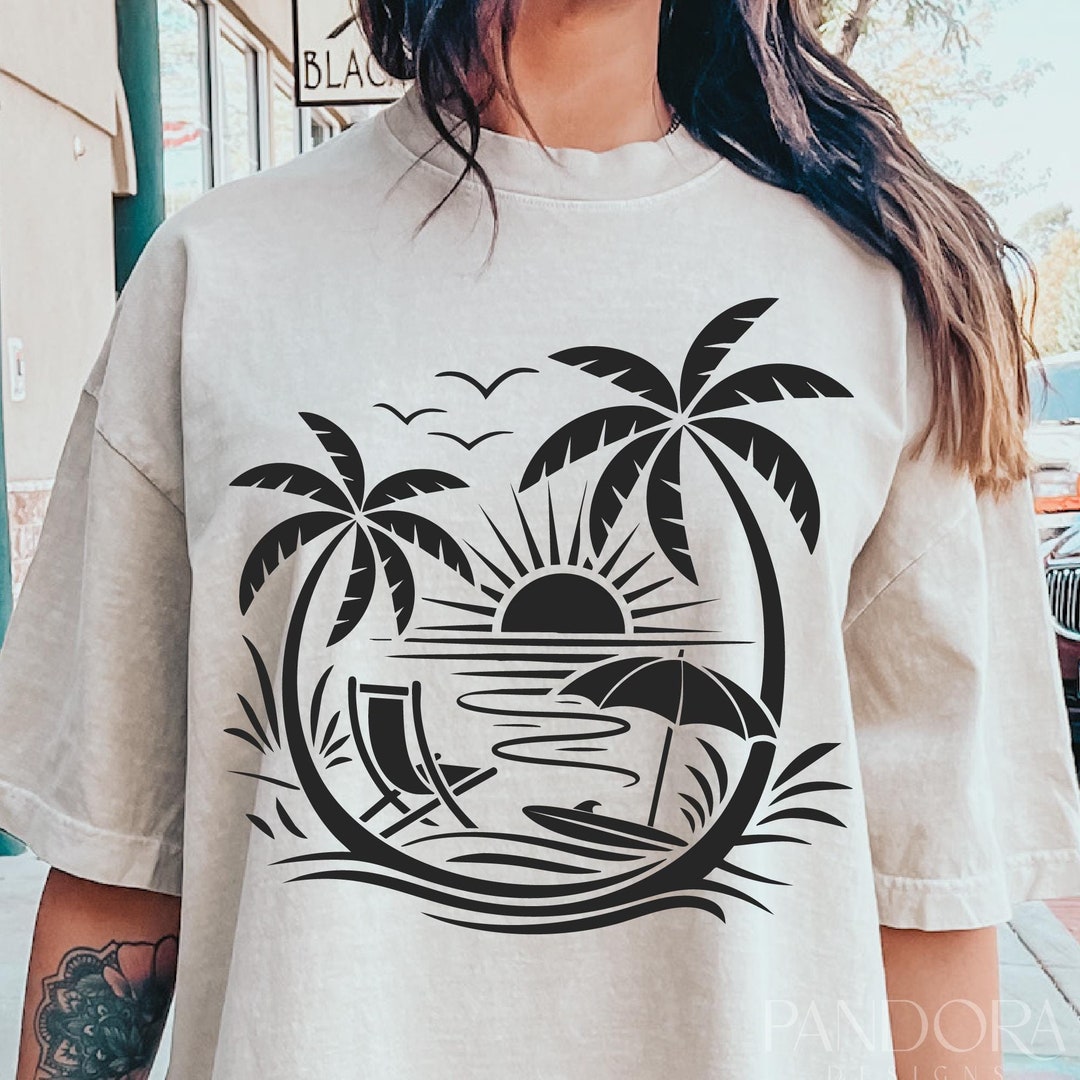 Tropical Sunset Svg Png, Beach Vacation Svg, Palm Tree Svg, Beach Scene ...