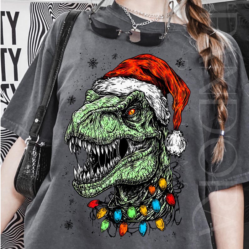 Dinosaur Christmas PNG: T-rex Santa, Funny Xmas Dino - Etsy