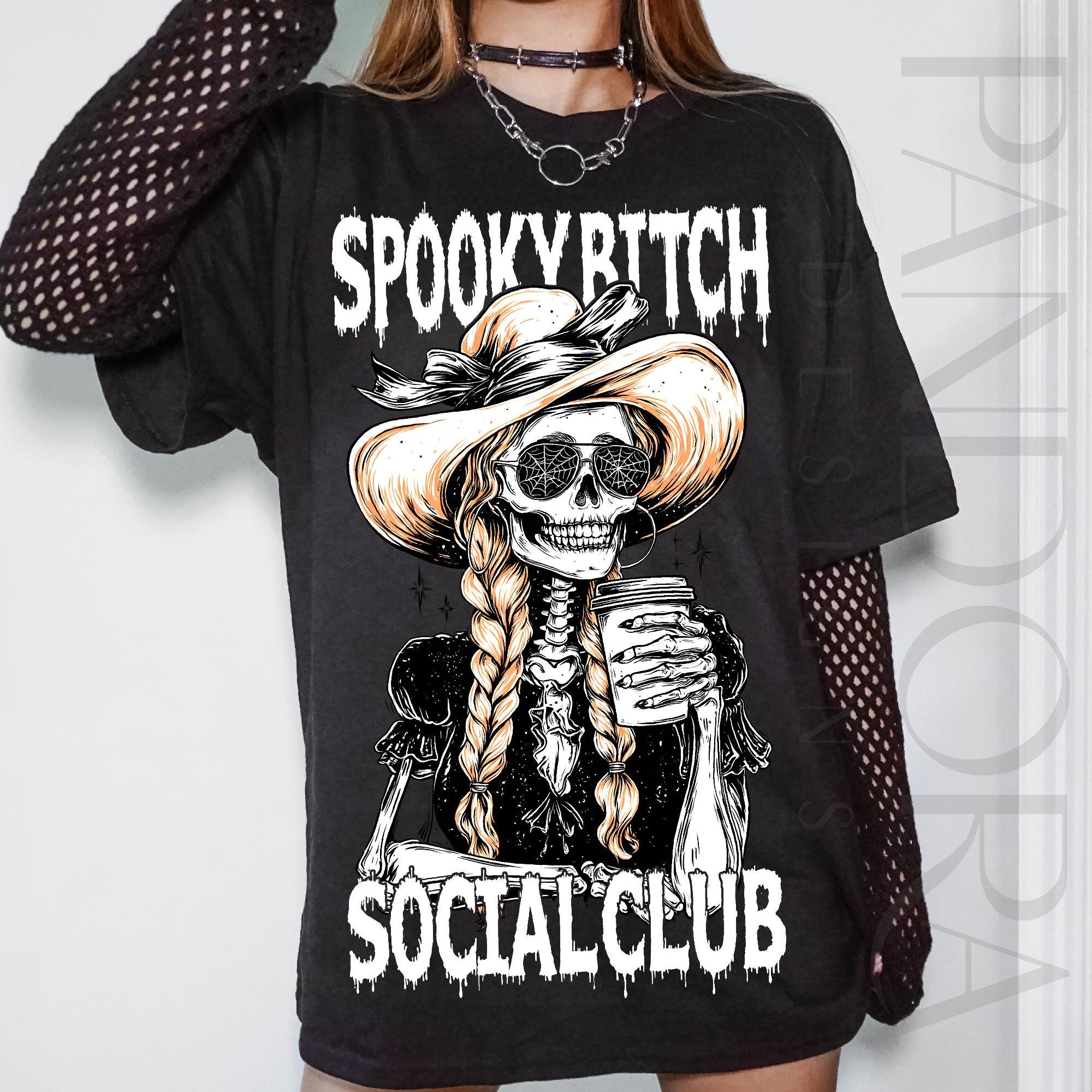 Spooky Girl Social Club Png, Skeleton Coffee Png, Goth Girl Png ...