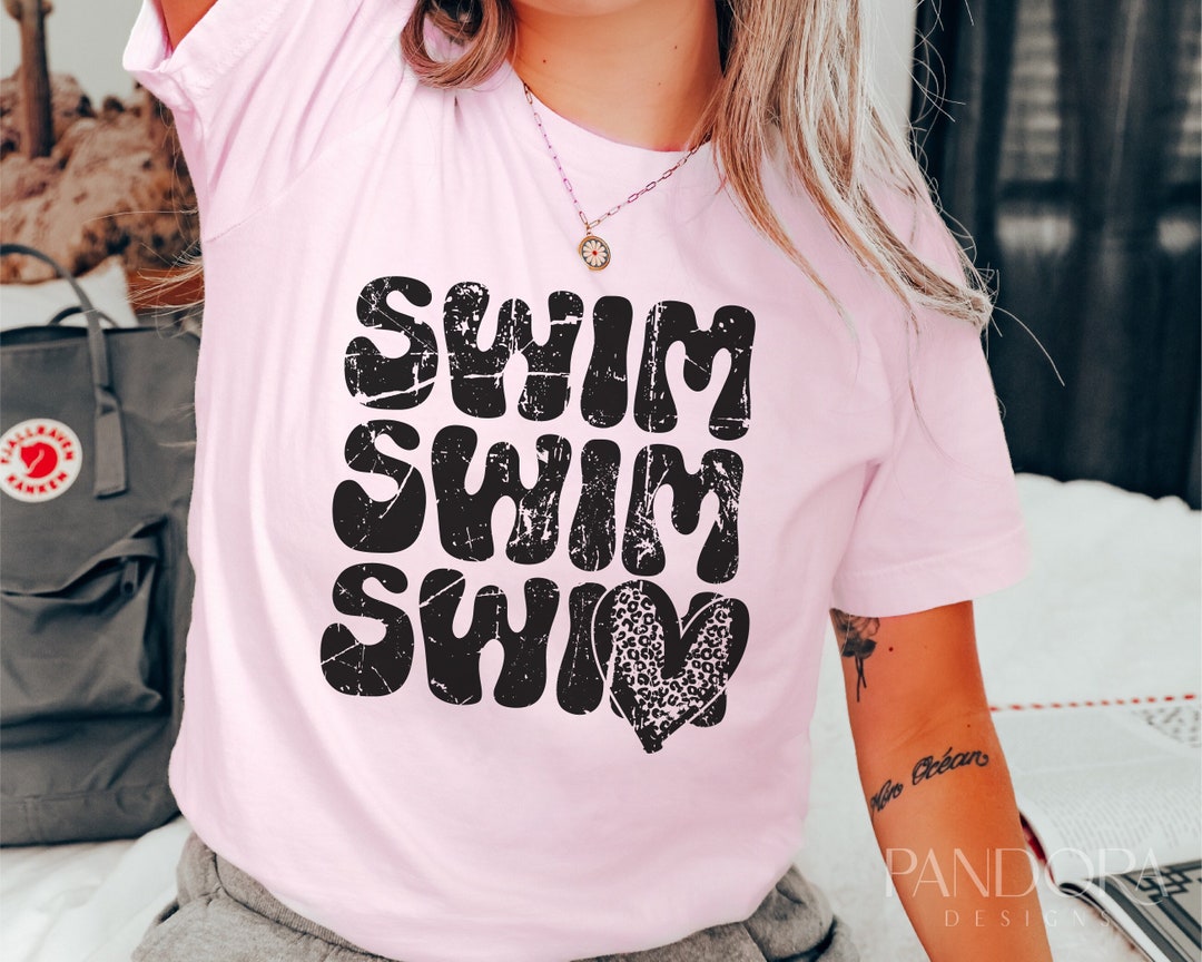 Distressed Swim Png Svg, Grunge Swim Shirt Design Retro Stacked Leopard ...