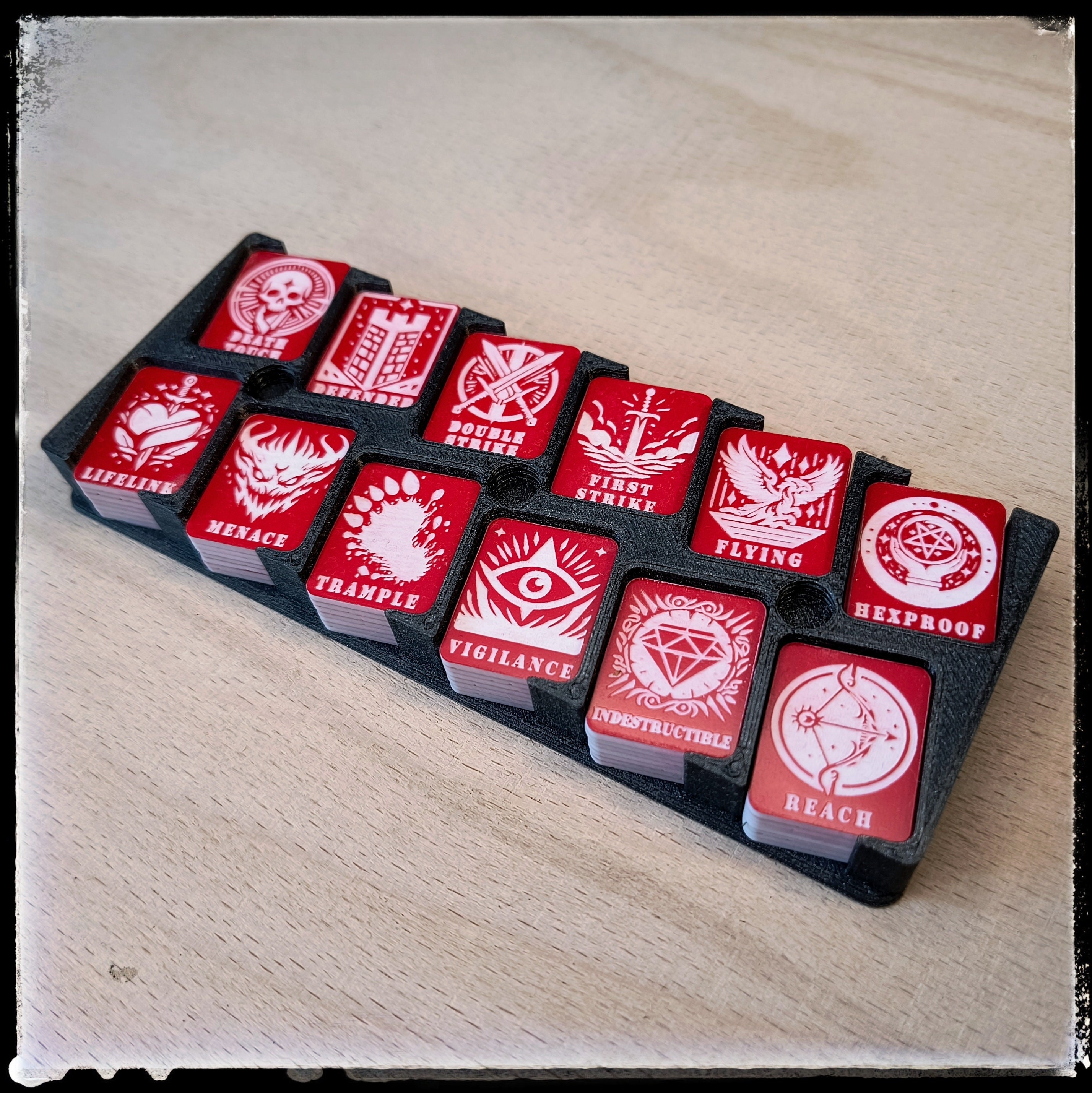 Acrylic Ability Counter Set Compatible With Magic MTG Laser Engraved Set With 3D Printed Storage ...