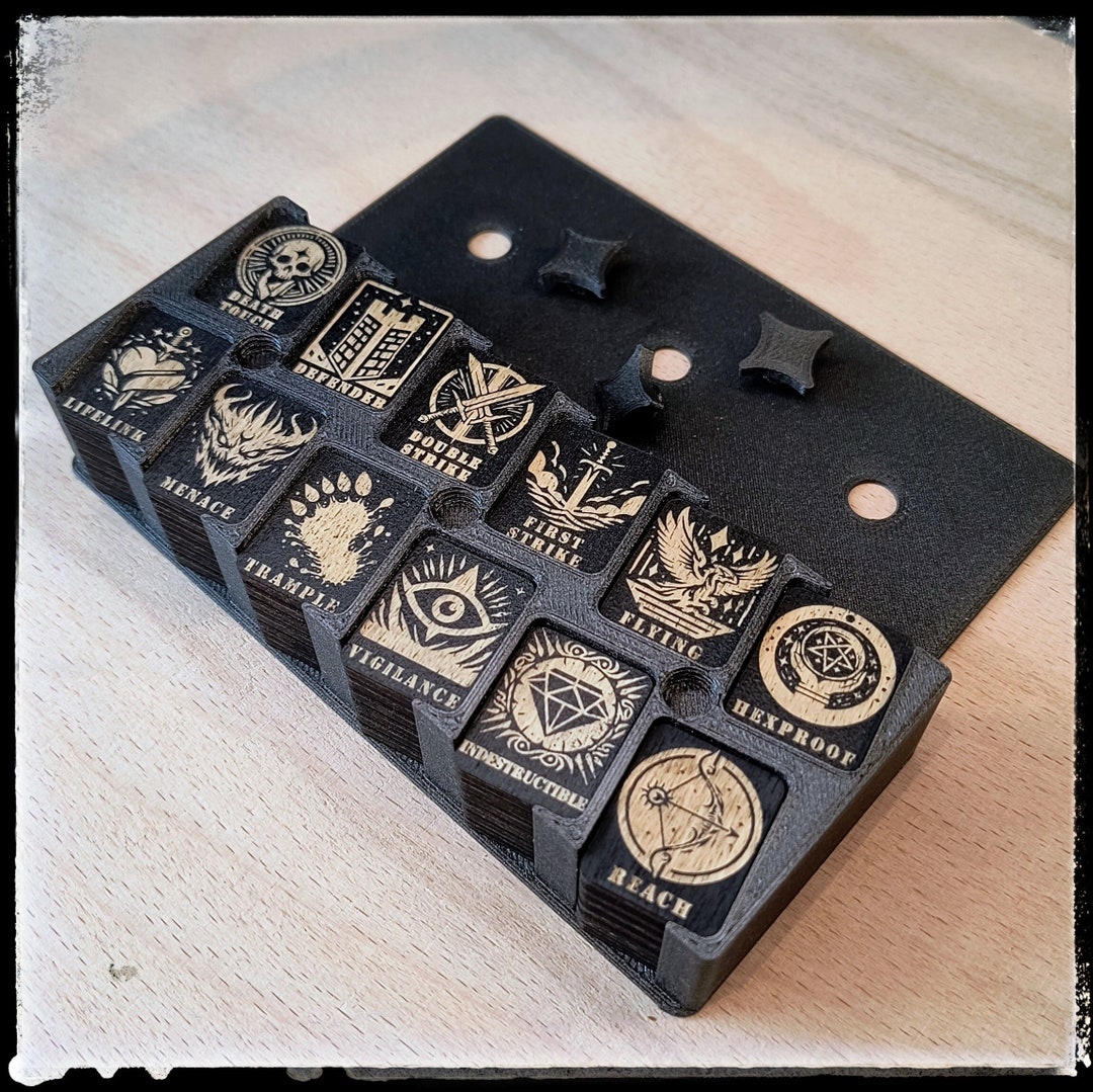 Wooden Ability Counter Set Compatible With Magic (MTG) - Laser Engraved ...