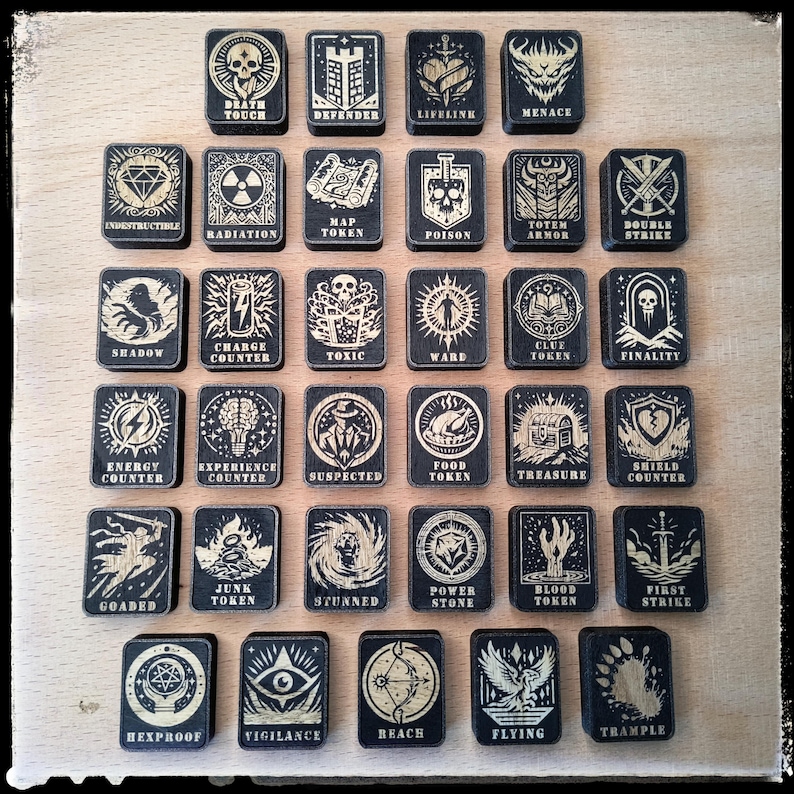 Fridge Magnets Magic (MTG) Inspired - Wodden Laser Engraved Symbol and ...