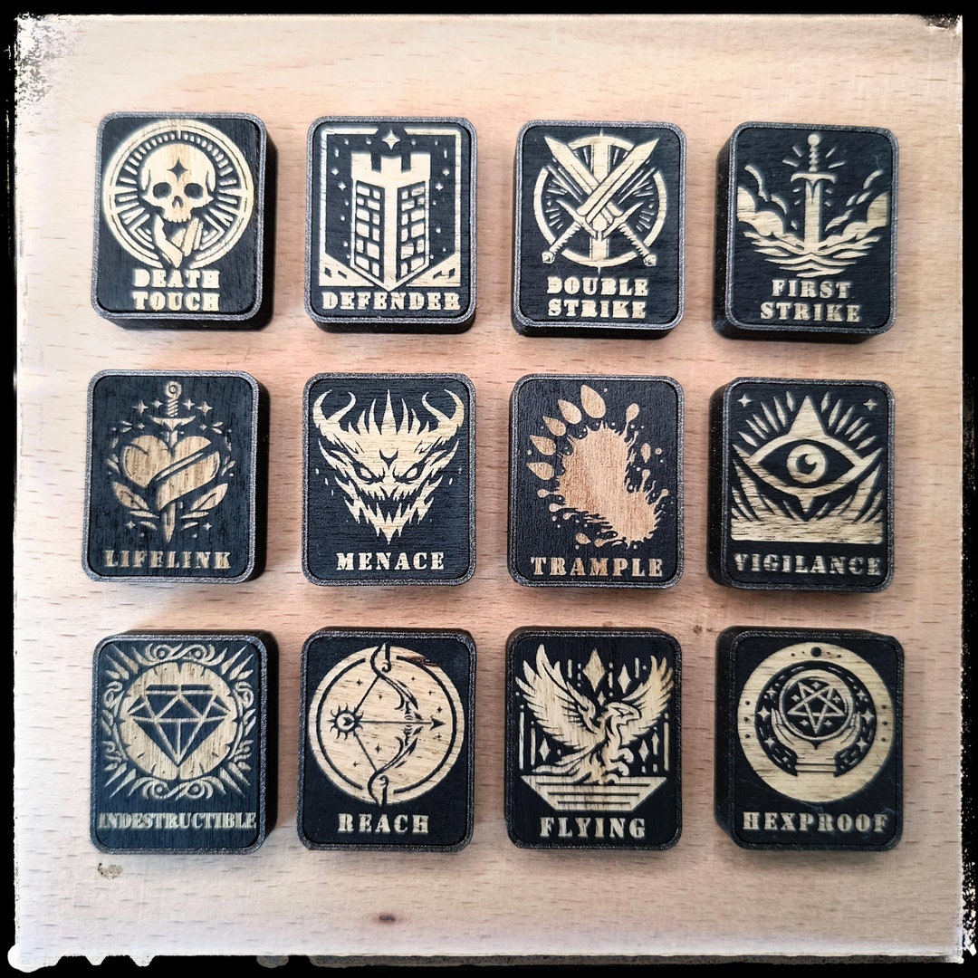 Fridge Magnets Magic (MTG) Inspired - Wodden Laser Engraved Symbol and ...
