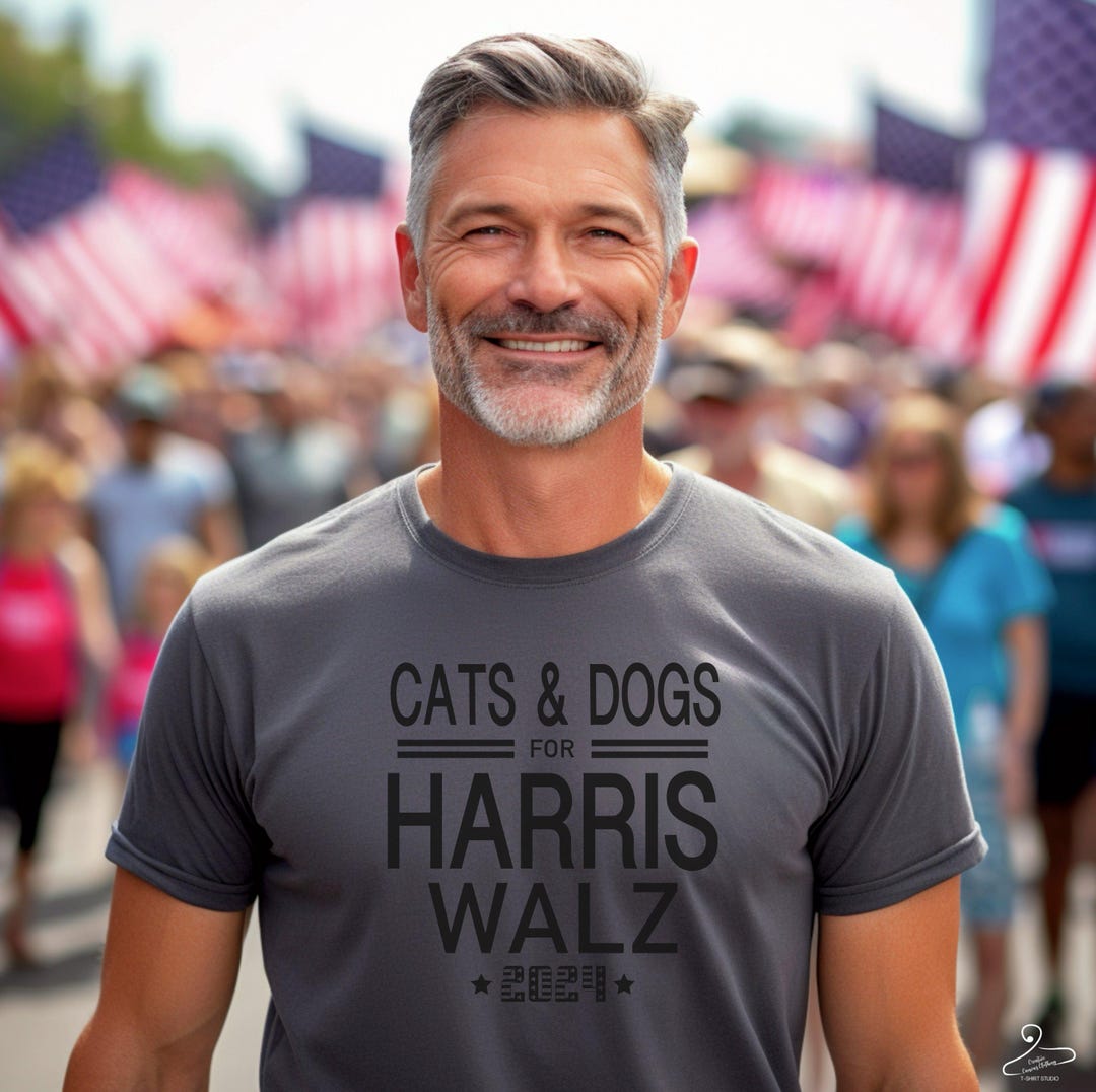 Cats Dogs for Harris Walz 2024 Tshirt, Dog Lover Tshirt, Funny Cat Dog ...